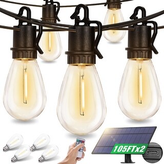 105FT*2 Solar String Lights, IP65 Commercial Grade Outdoor Solar ...