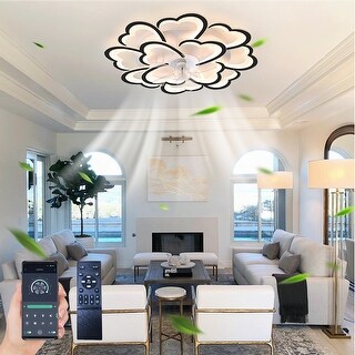 Flower Shape Reversible Ceiling Fan Lights with Dimmable LED & Remote ...
