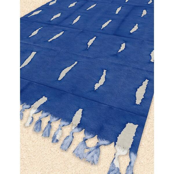 AQUARELLE LINEAR Beach Blanket with Tassels By Nancy Green - 38 x 80 ...