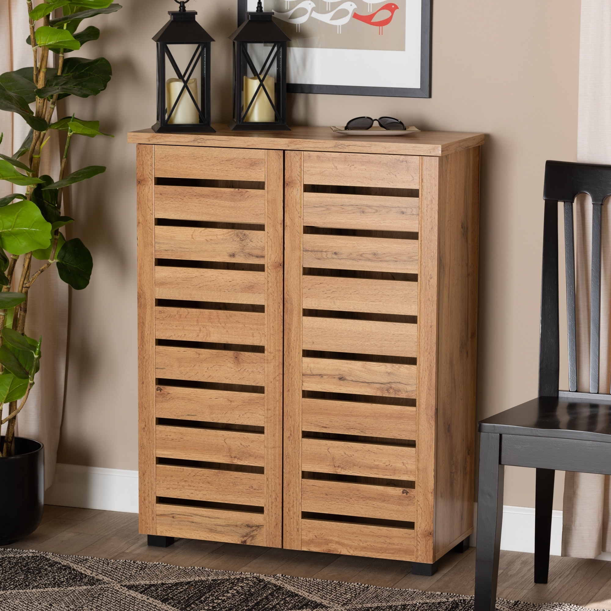 Darien Modern Natural Brown Finished Wood/ Metal Storage Cabinet - On ...