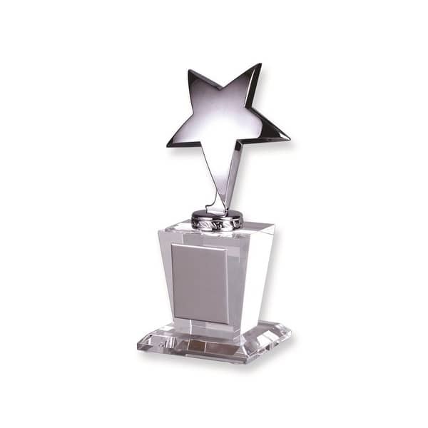 Curata Optical Glass Silver-Tone Star Trophy Award with 2 1/8 X 1 5/8 ...
