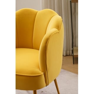 Shell Shape Teddy Fabric Armchair Accent Chair with Gold Legs - Bed ...