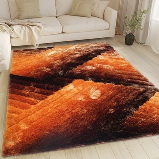 RugBerry Burnt Orange Area Rug 396 Signature 3D Modern Abstract Carpet ...