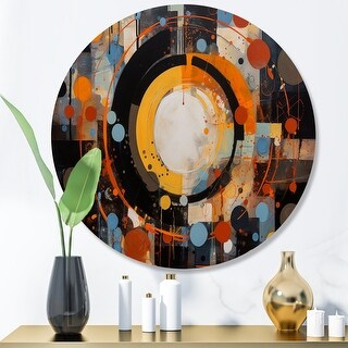 Designart "Fascinating Abstract Shapes III" Abstract Metal Round Wall ...