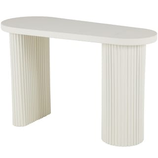 Metal Handmade Oval Console Table with Ribbed Legs - White - Roche ...