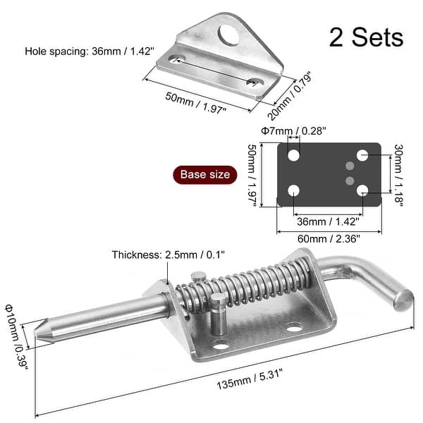 10x135mm Stainless Steel Spring Loaded Gate Latch Pin with Keeper ...