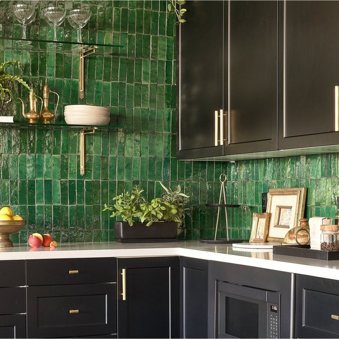green moroccan tile backsplash