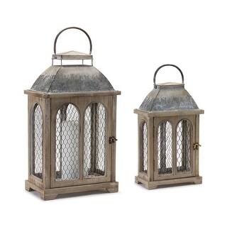 Wood Lantern with Chicken Wire Accent (Set of 2) - Bed Bath & Beyond ...
