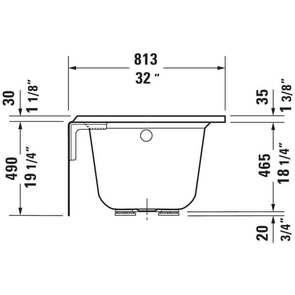Duravit Architec 60" Alcove Acrylic Soaking Tub with Right Drain and ...