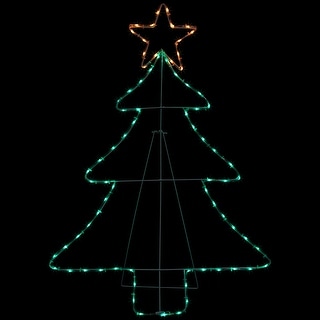 38.5" Lighted Christmas Tree Silhouette Outdoor Christmas Decor - White ...