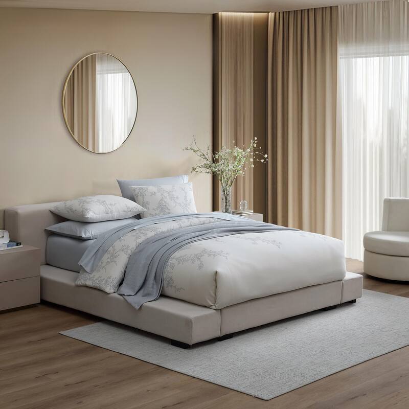 Vera Wang Trailing Vines Cotton Micro Waffle Reversible Duvet Cover Set ...