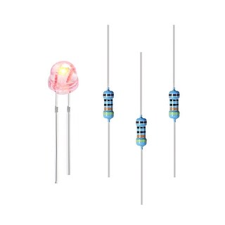 100Set 5mm LED Diodes Kit with Resistors Red Light Clear Straw Hat 17mm ...