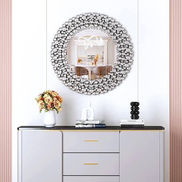 Crystal Accent Round Wall Mirror - On Sale - Bed Bath & Beyond - 37291554