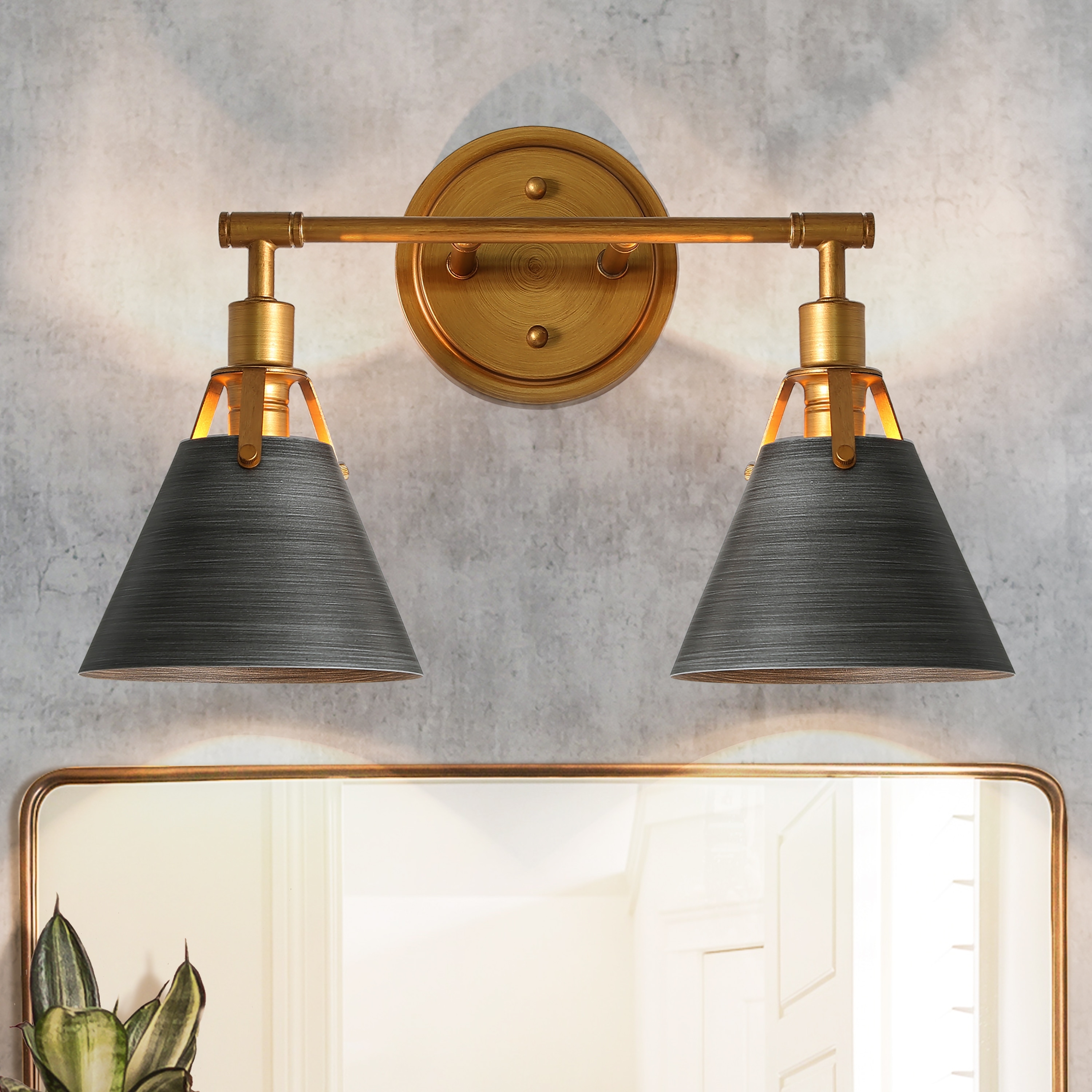 3-Light Black Gold Bathroom Vanity Light Glass Wall Sconces - L24"*W9.8 ...