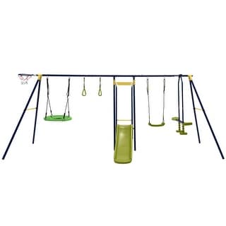 7-in-1 Stable A-shaped Outdoor Swing Set for Backyard - 172.5undefined ...