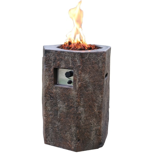 Modeno Basalt 40,000 BTU Concrete Column Propane Fire Pit with Lava ...