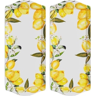 Set of 2 Lemon Theme Melamine Serving Trays with Handles - Bed Bath ...