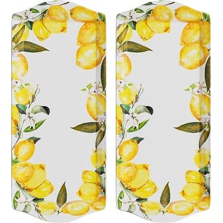 Set of 2 Lemon Theme Melamine Serving Trays with Handles - Bed Bath ...