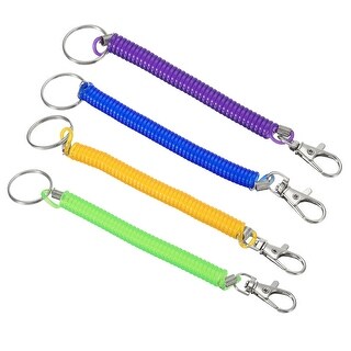 6.7" Spiral Retractable Spring Coil Keychain, Stretch Cord Key Ring ...