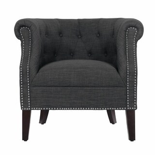 Karlock Collection Accent Chair with Button-tufted Barrel Back, Gray ...