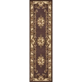 HomeRoots 2' x 8' Plum or Ivory Medallion Runner Rug - 2' x 6' Runner ...