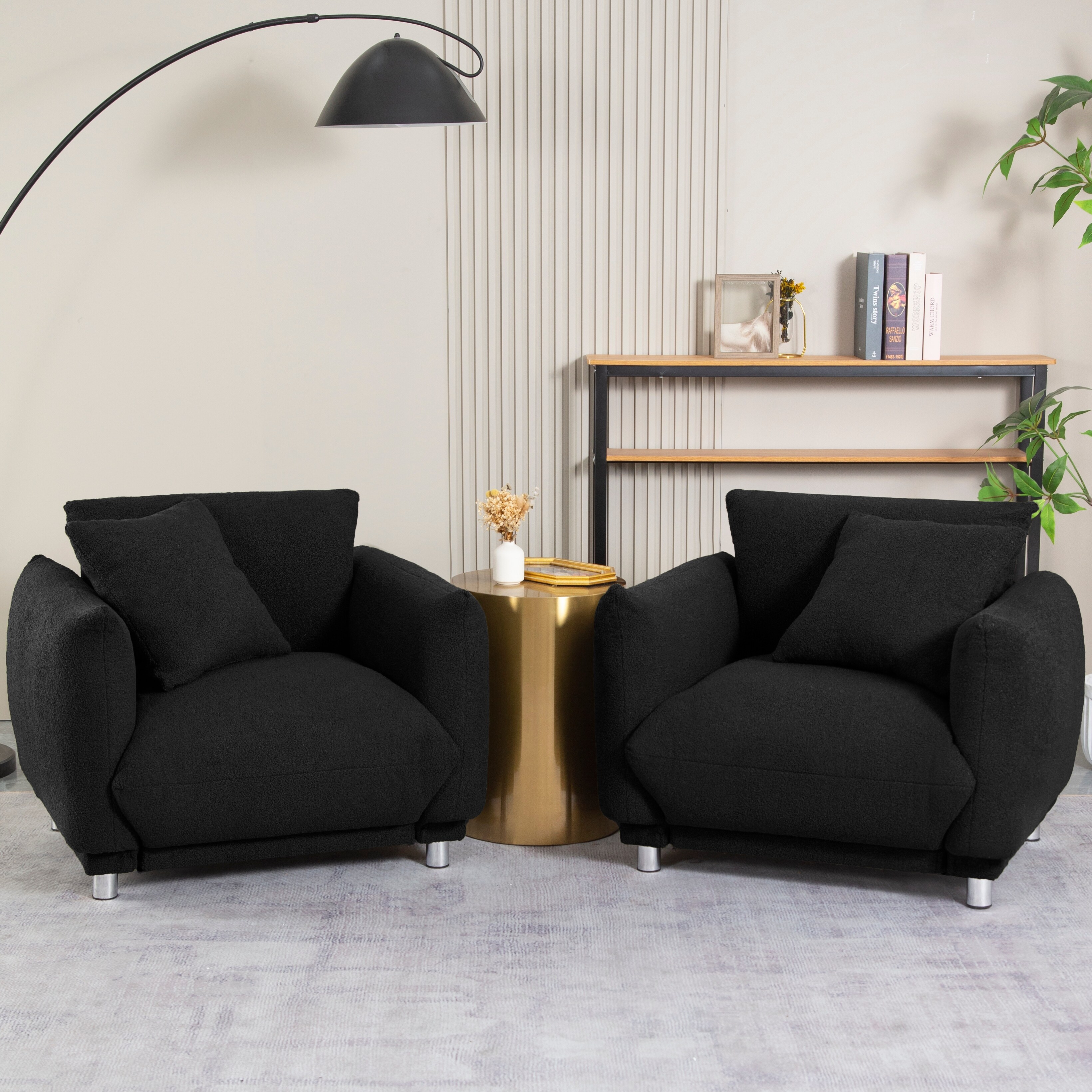 Flannelette Single Sofa Armchairs Bread-shape Accent Sofa Chair - On ...