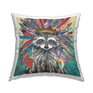 Stupell Raccoon Feathers Collaged Abstract Printed Throw Pillow Design ...