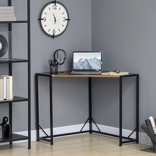 HOMCOM Space-Saving Small Corner Writing Desk & Corner TV Stand, Corner ...
