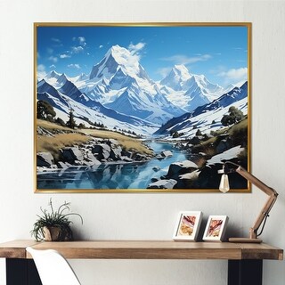 Designart "French Pyrenees Mountain Peaks I" France Framed Canvas Wall ...