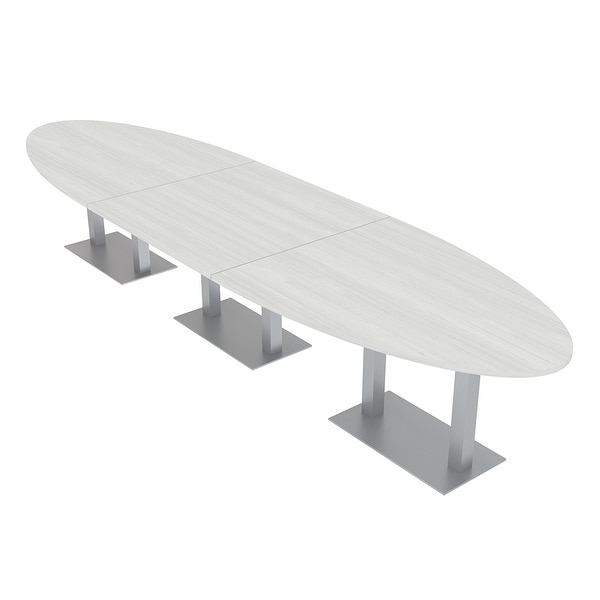 10 Person Oval Conference Table 12'x4' with Power And Data Post Legs ...