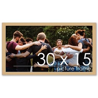 30x15 Traditional Natural Complete Wood Picture Frame with UV Acrylic ...