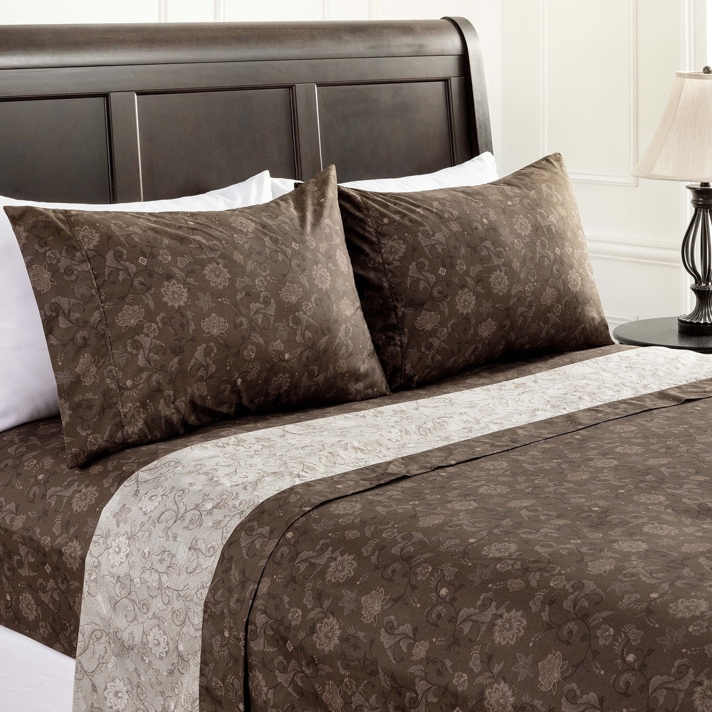 dark brown patterned sheets