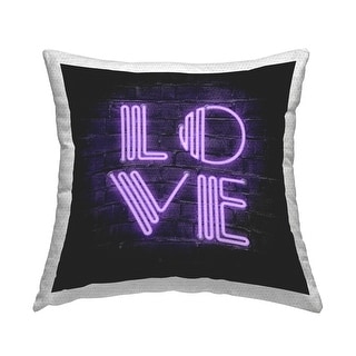 Stupell Purple Neon Love Word Urban Design Printed Outdoor Throw Pillow ...