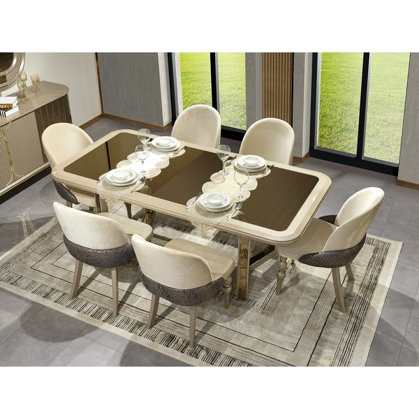 Conti Modern Dining Room Table And 6 Dining Room Chairs Set - Bed Bath ...