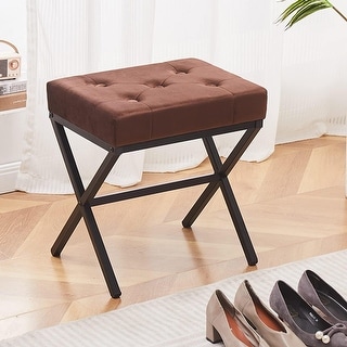 Modern Foot Stool Tufted Vanity Stool Rectangular - Coffee - Bed Bath ...
