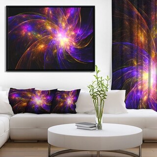 Designart "Purple Fractal Star Pattern" Abstract Framed Canvas Art ...