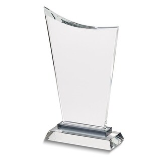 Curata Medium Clear Optic Glass Wave Trophy/Award with Black Highlight ...