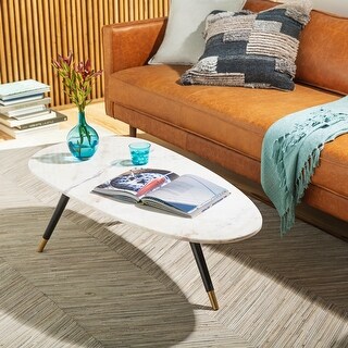 Ayesha Genuine Marble Oblong Oval Coffee Table - Bed Bath & Beyond - 36263915