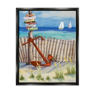 Stupell Anchor Leaning Beach Directions Sign Floater Canvas Wall Art by ...