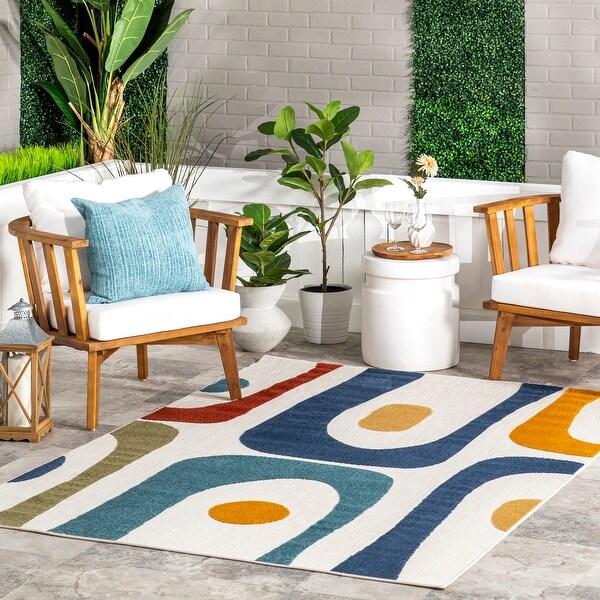 Brooklyn Rug Co Indoor/Outdoor Transitional Labyrinth Area Rug - Bed ...