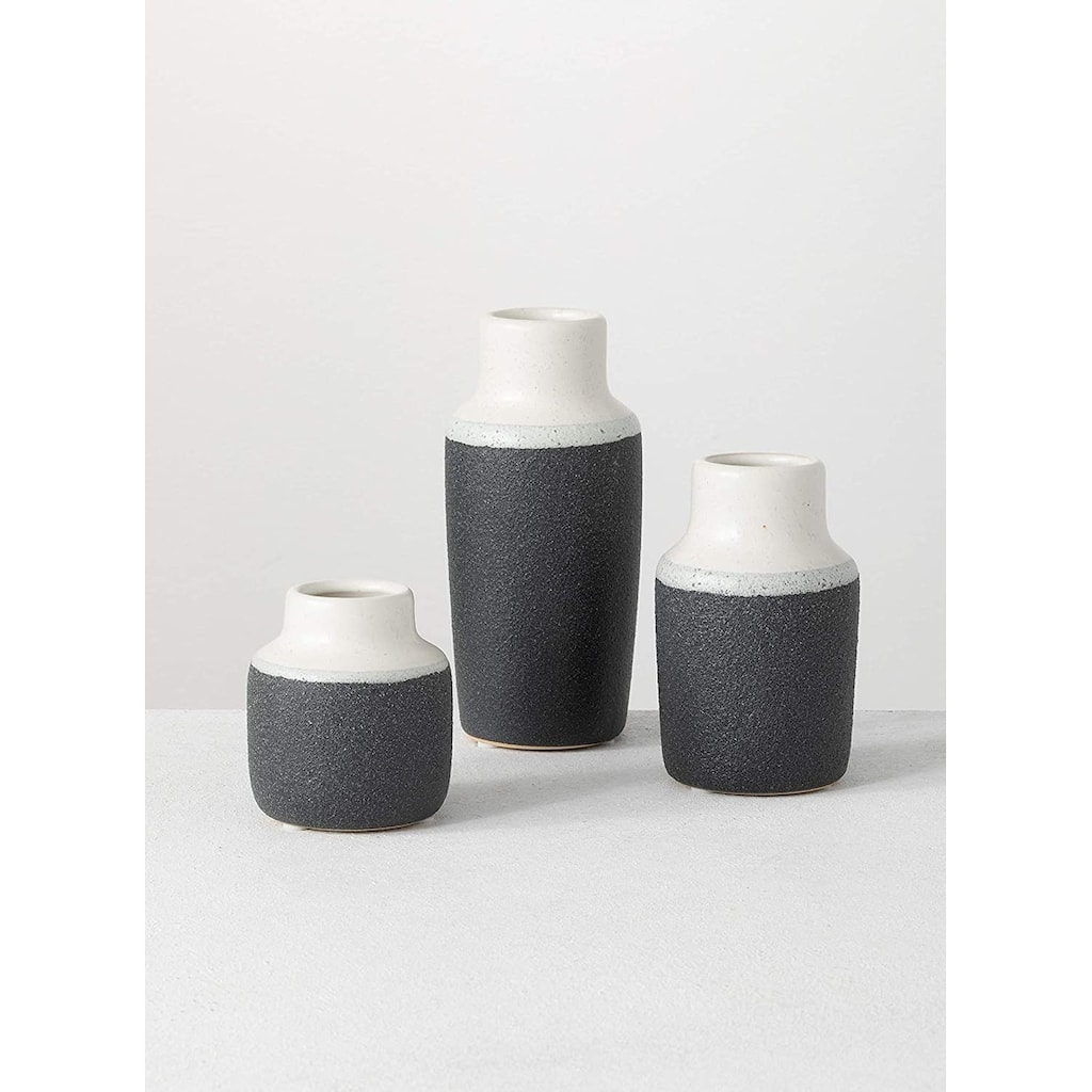 Small Ceramic Vase Set Modern Two-Toned - Overstock - 35085474