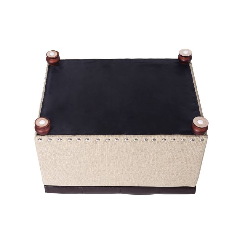 Adeco 24'' Rectangular Upholstered Storage Ottoman Fabric Foot stool ...
