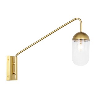 Living District Home Kace 1 light Brass and Clear glass wall sconce ...