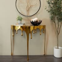 Gold Aluminum Metal Drip Console Table with Melting Designed Legs and ...