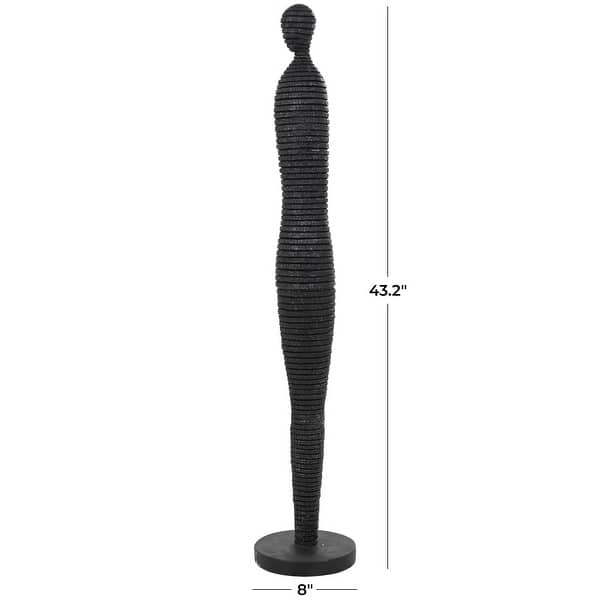 Black Polystone Tall Slim Figure People Decorative Sculpture with ...