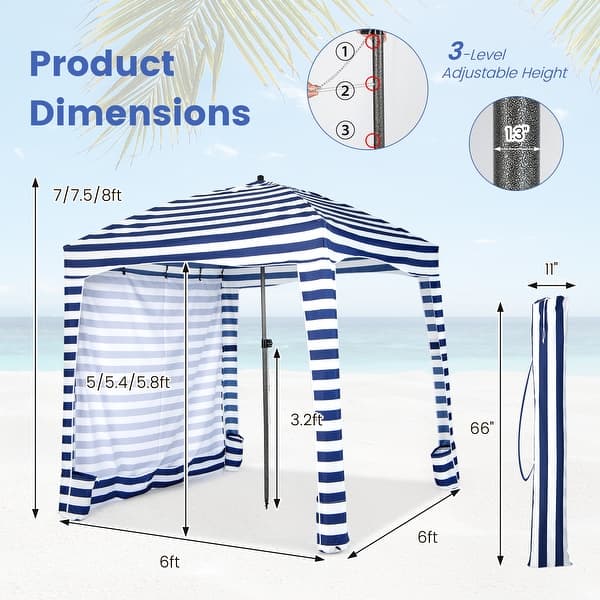 Costway 6 x 6FT Foldable Beach Cabana Tent with Carrying Bag - See ...