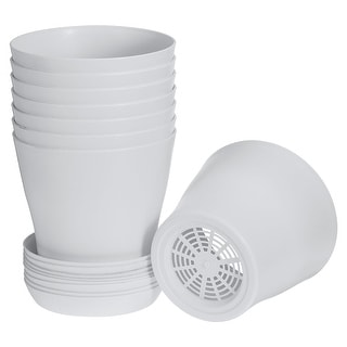 Plant Pots, 8Pcs PP Flower Pot Decorative Plastic Planters, White - Bed ...