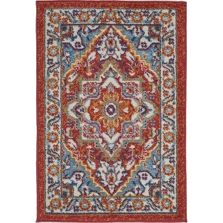 2' x 3' Red and Ivory Medallion Scatter Rug - 3'6" - Bed Bath & Beyond ...