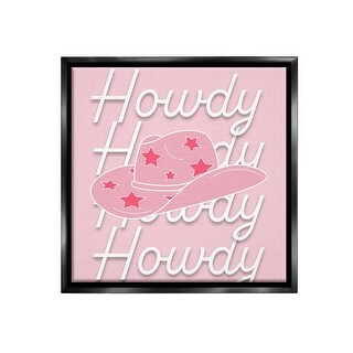 Stupell Soft Pink Howdy Pattern Framed Floater Canvas Wall Art Design ...