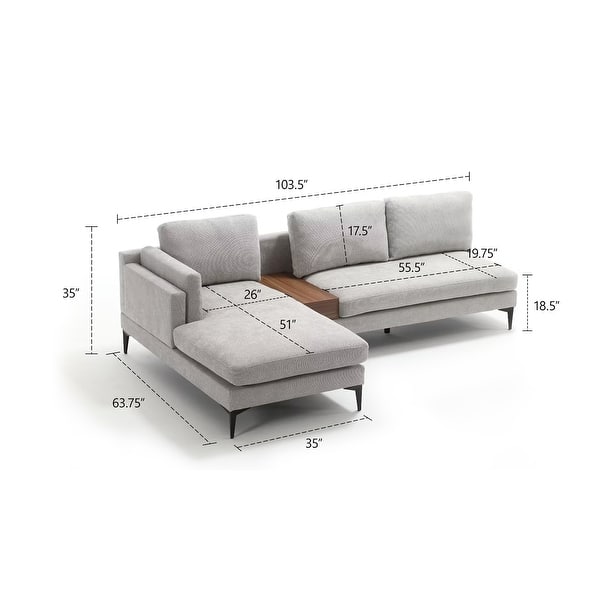 Modular L-shaped Sofa With a Reversible Design and Built-in Wooden ...
